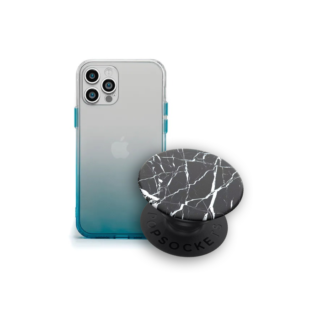 Kit Capa Color Shock Elfo Colors Gradiente + PopSockets Mod Black Marble