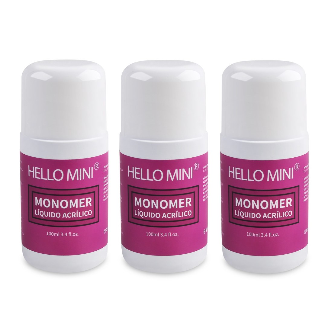 Kit c/3 Un - Monomer Líquido Acrílico Hello Mini - HJ125