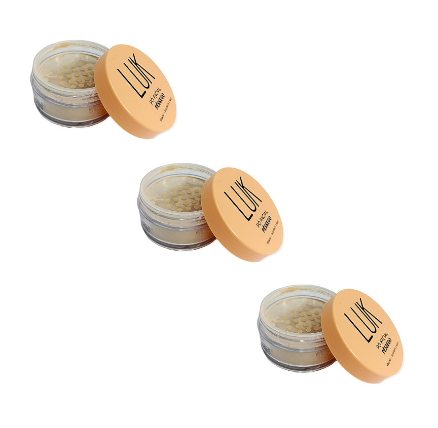 Kit c/3 Un - Pó Facial Pêssego Vegano Luk Makeup