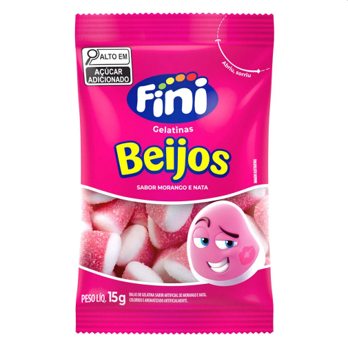 Beijos Sabor Morango e Nata 15G - Fini
