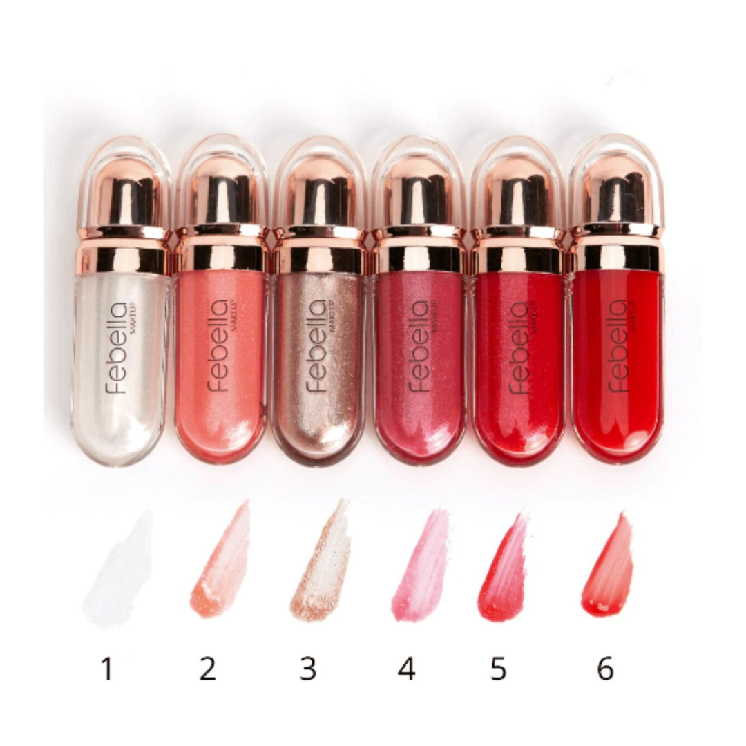 Kit c/6 - Gloss Labial Super Brilhante 3D Febella LG40514 - GRUPO A