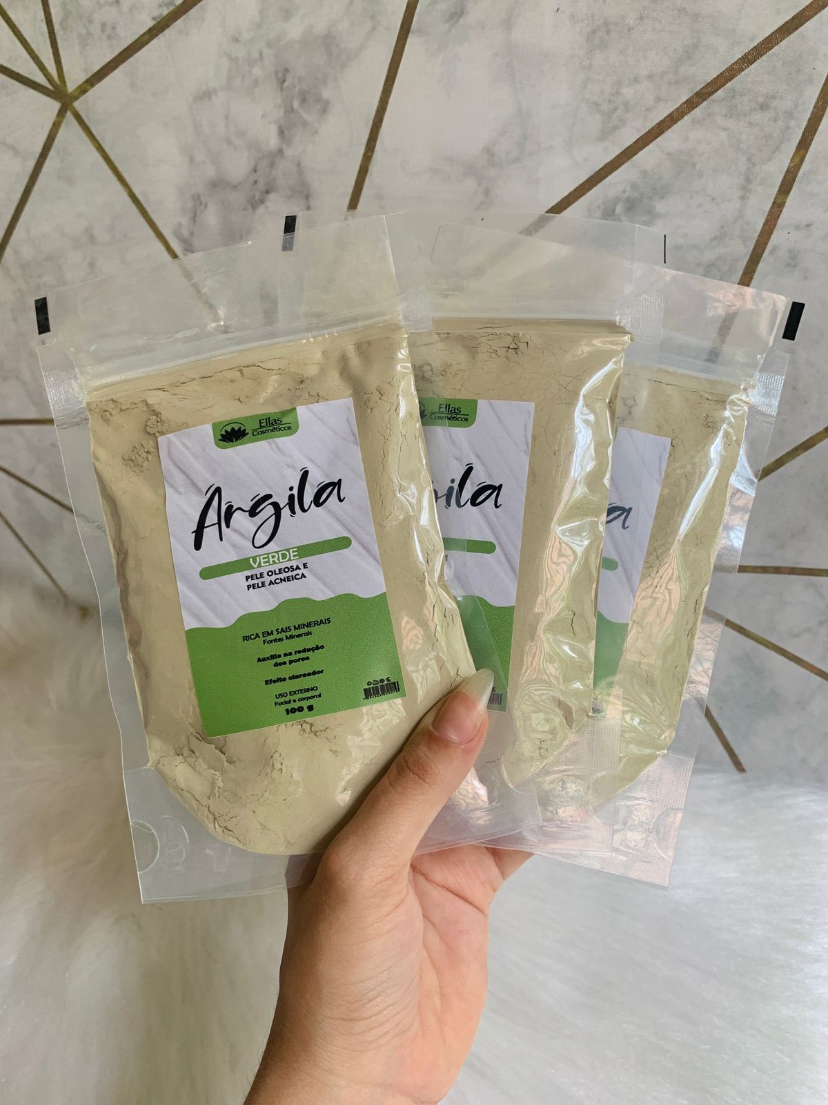 Kit c/3 - Argila Verde 100g Ellas Cosméticos