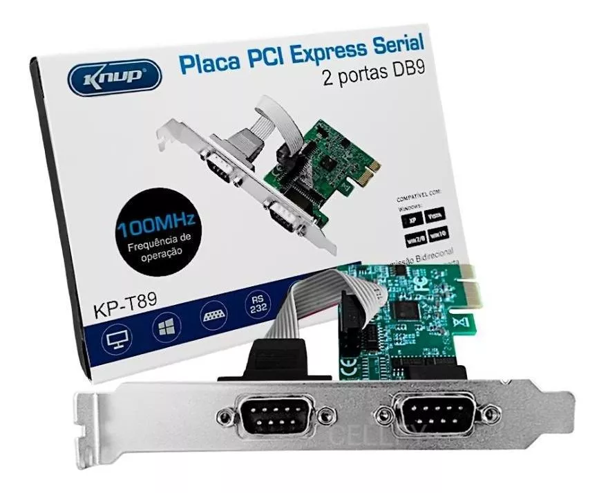 Placa Pci Express Serial 2 Portas Db9 100mhz Knup Kp - T89