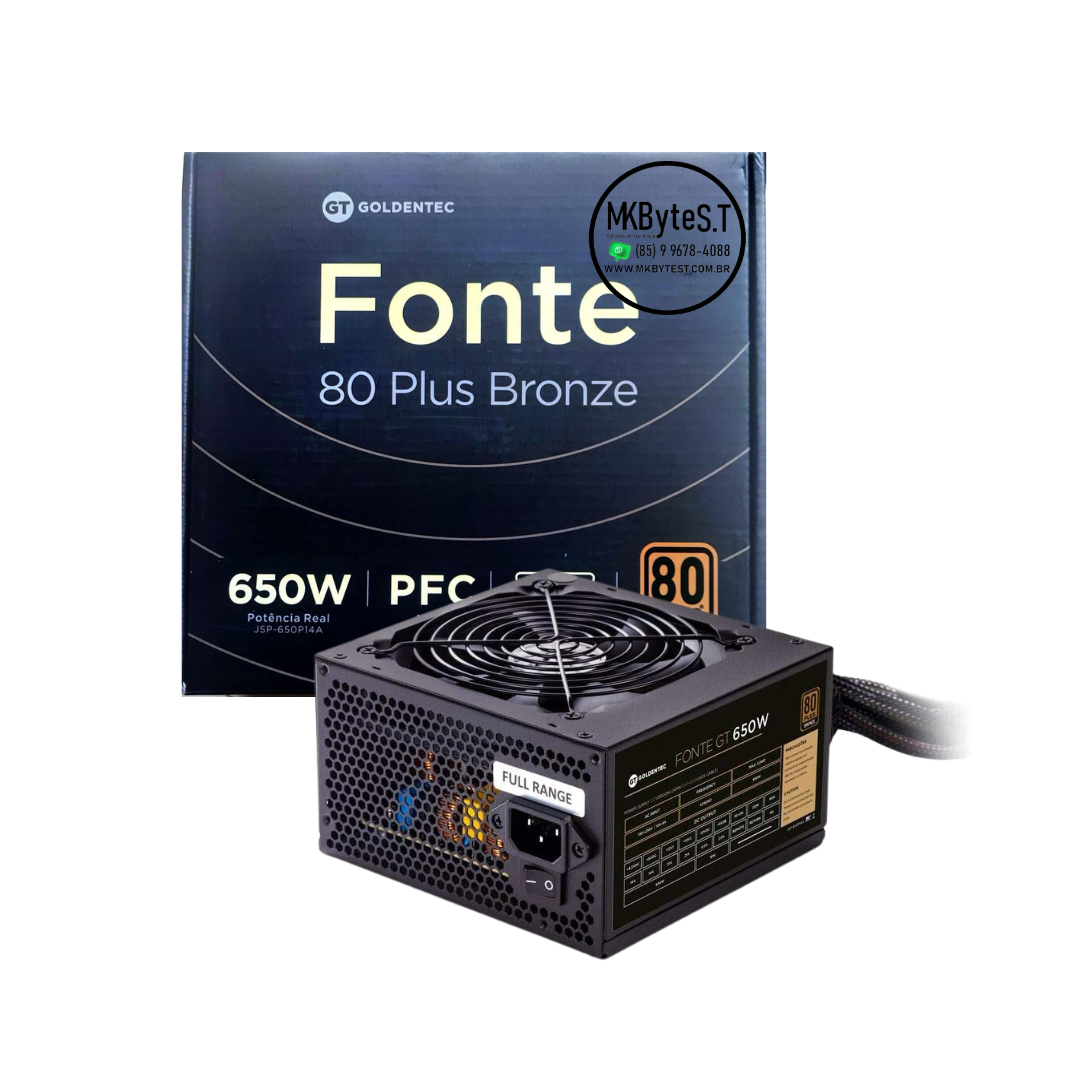 Fonte 650W 80 Plus Bronze PFC Ativo |GT
