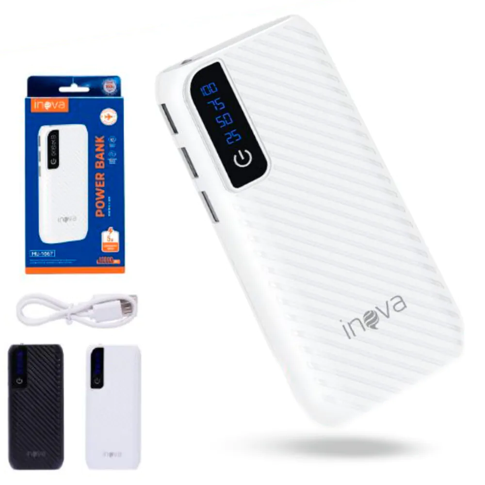 carregador portatil Power Bank 10000 mAh 3 Portas Usb com Display LCD ...