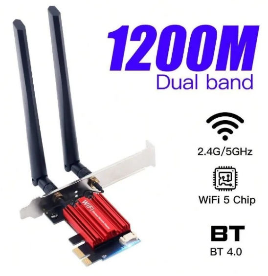 Placa Rede Wifi Dual Band 2.4/5ghz C/ Bluetoot 4.0