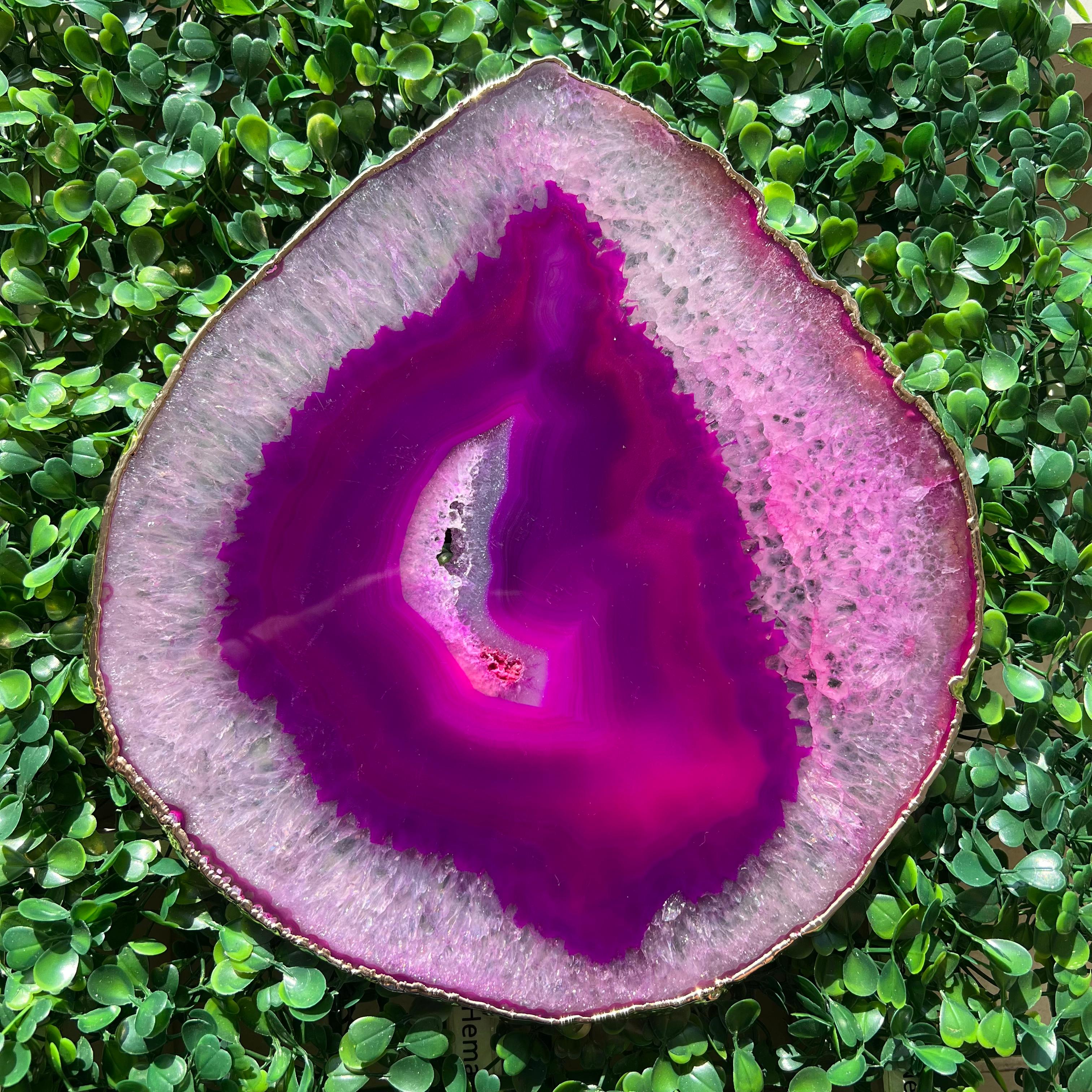 Chapa De Ágata com Banho de Electroplating