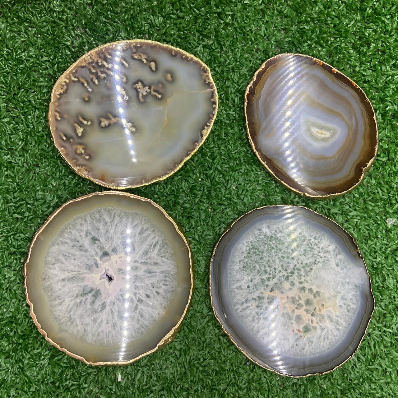 Chapa de Ágata Natural com Banho de Electroplating - KG