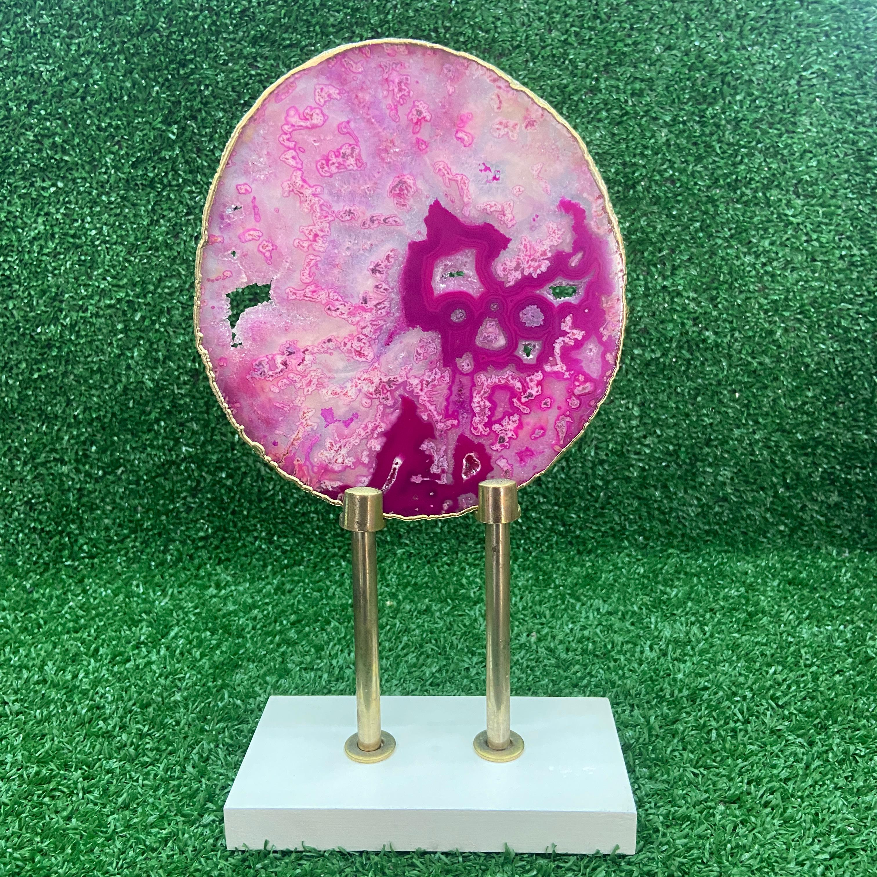 Chapa de Ágata Rosa na Base de Madeira Branca – Amor, Harmonia e ...