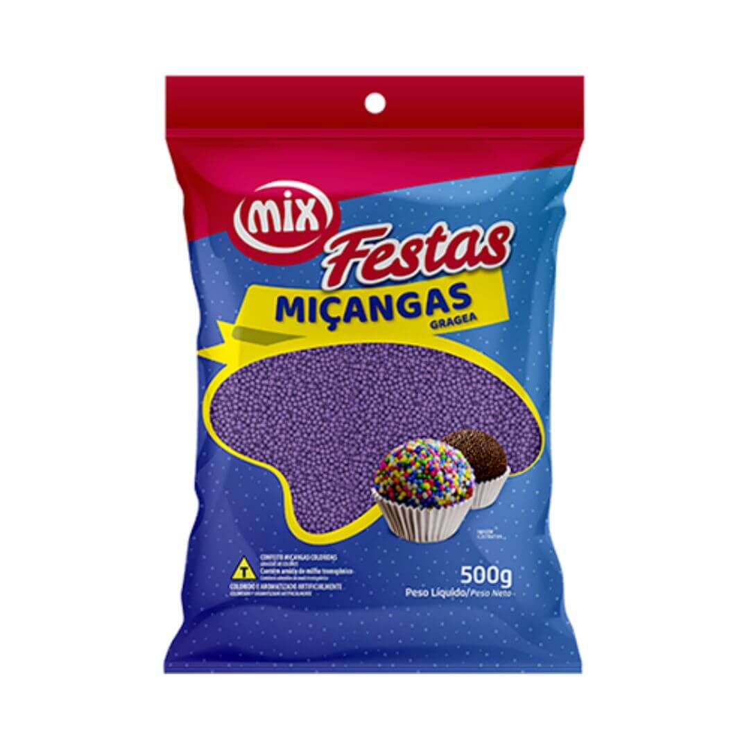 Confeito Miçanga Roxa (500g) - Mix | BarraDoce