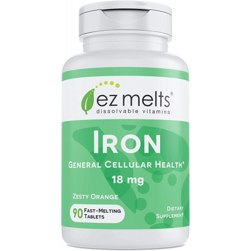 Ferro Elementar, Vitaminas Sublinguais, EZ Melts, 18 mg, 90 Comprimidos