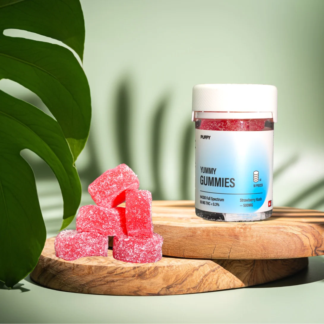 10 Gomas Delta 9 THC e H4CBD - Morango Kush - 500mg
