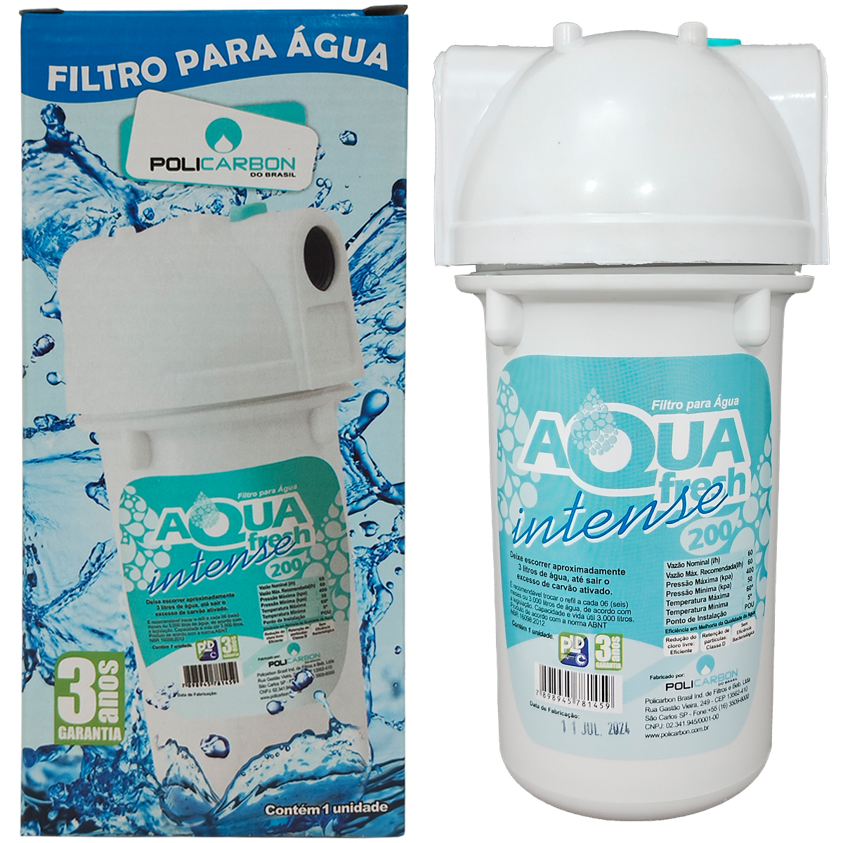 Refil Filtro Acqua Fresh Intense 200 BR Carvão Ativado