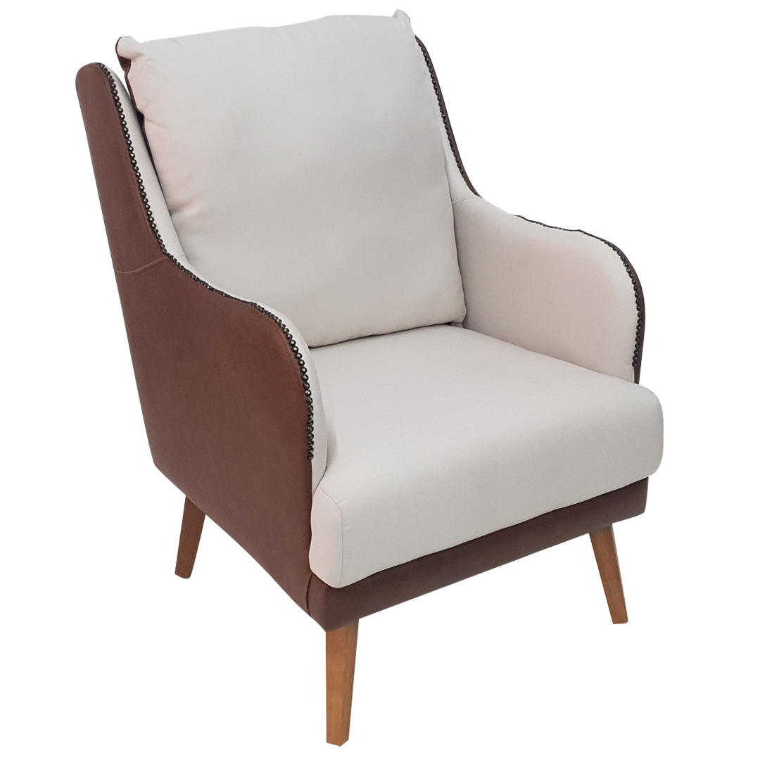 Poltrona Arezo com Tachas Decorativa Compose Marrom