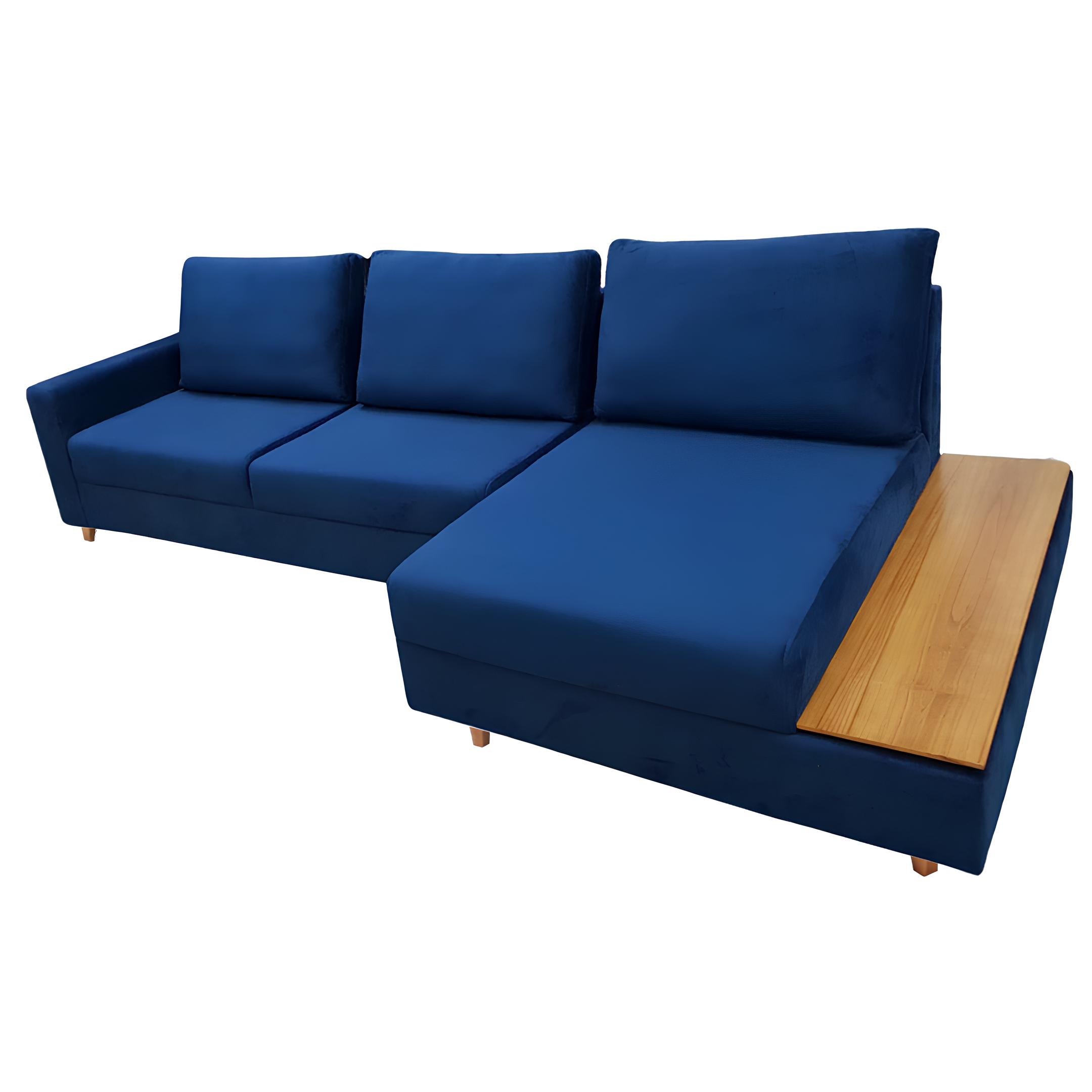Sofá com Chaise Milão Azul 290cm | Conexão Home
