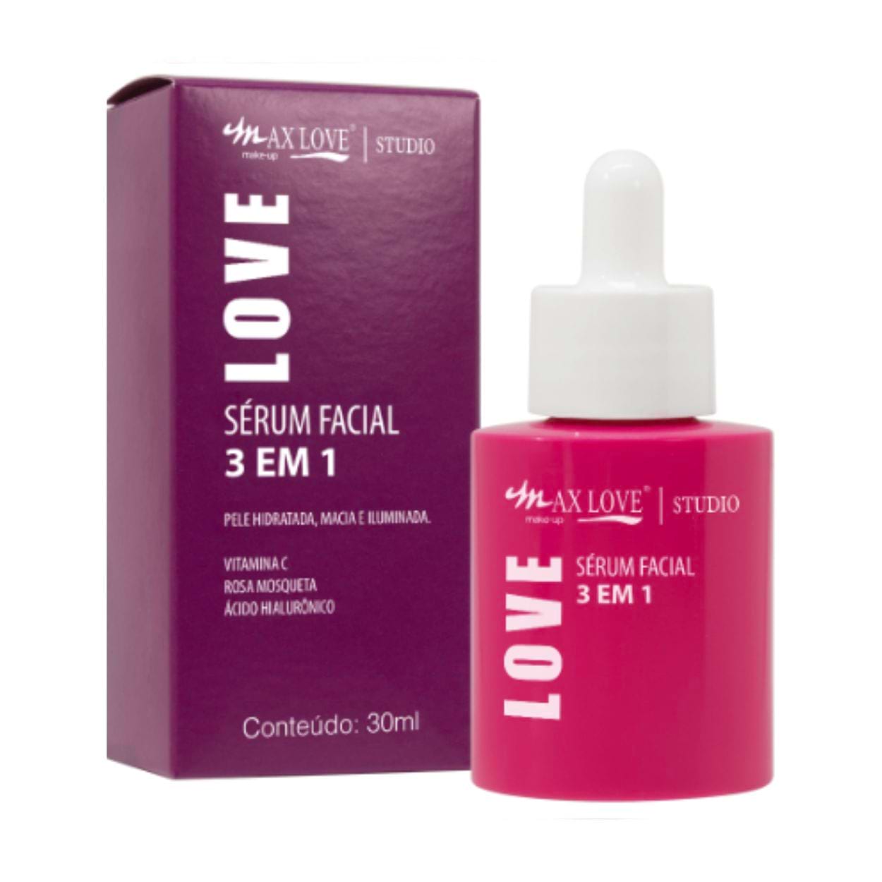 Sérum Facial 3 em 1 Vitamina C Rosa Mosqueta Ácido Hialurônico 30ml Max ...