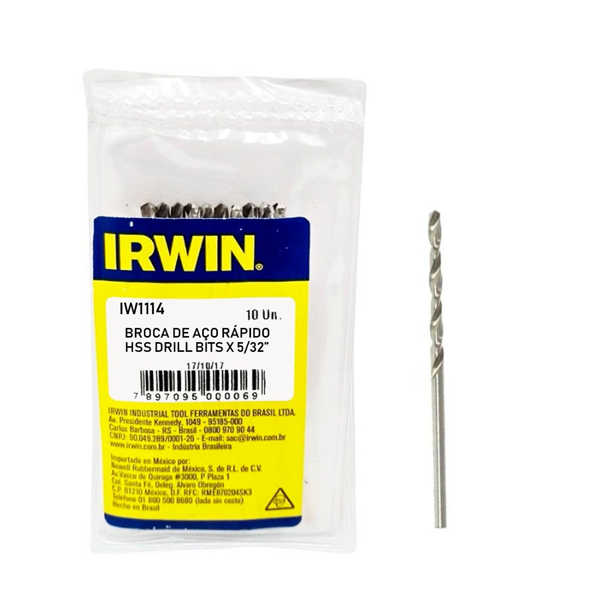 Broca Irwin Aço Rápido 5/32 Para Metal Iw1114