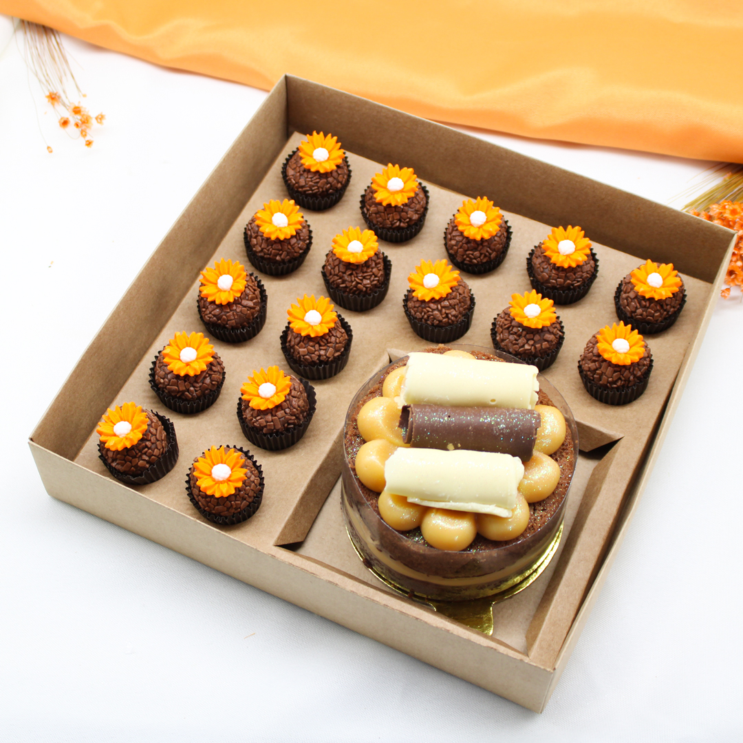 Embalagens kraft para mini bolo bento cake e 16 brigadeiros - proteja e ...